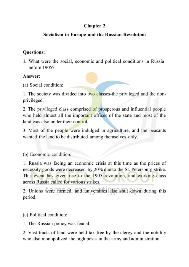 Class 9 History Chapter Wise Topic Wise Notes Chapter 2 Socialism in ...