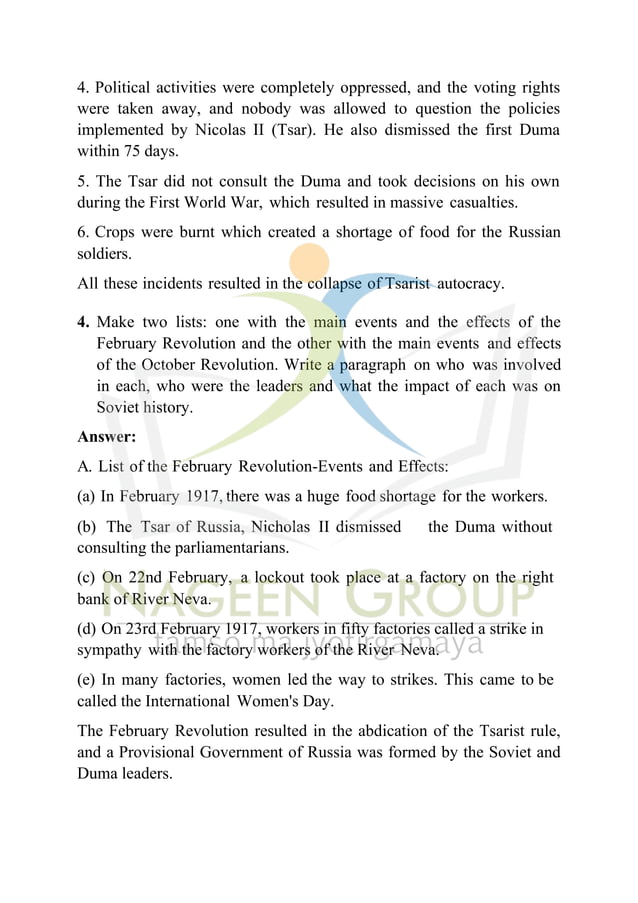 Class 9 History Chapter Wise Topic Wise Notes Chapter 2 Socialism in ...