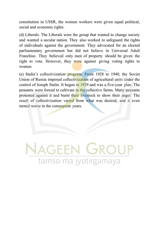 Class 9 History Chapter Wise Topic Wise Notes Chapter 2 Socialism in ...