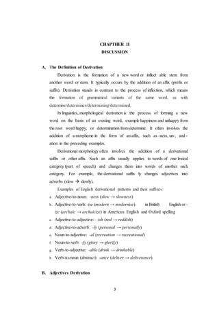 Morphology - Adjective derived from member of other word classes | DOCX