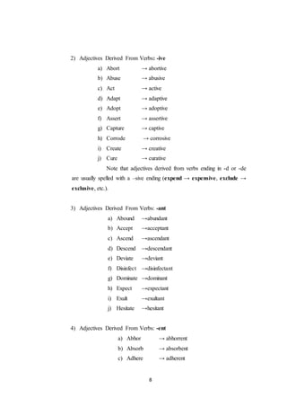 Morphology - Adjective derived from member of other word classes | DOCX