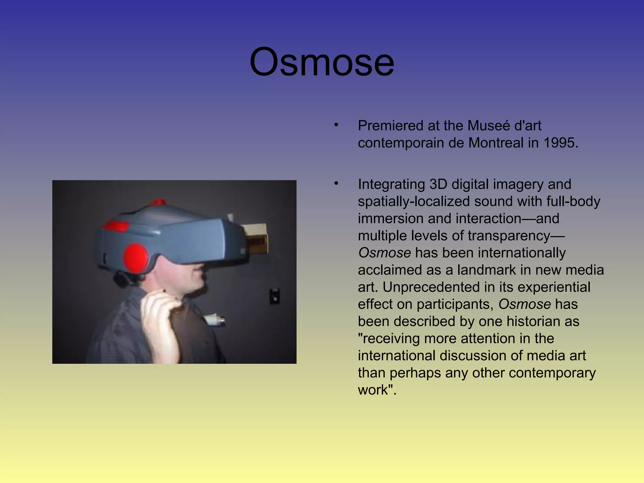 Char Davies | PPT | 3-D Graphics | Computer Software and Applications
