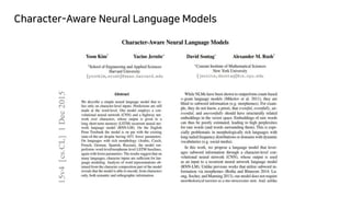 Character-Aware Neural Language Models | PPT