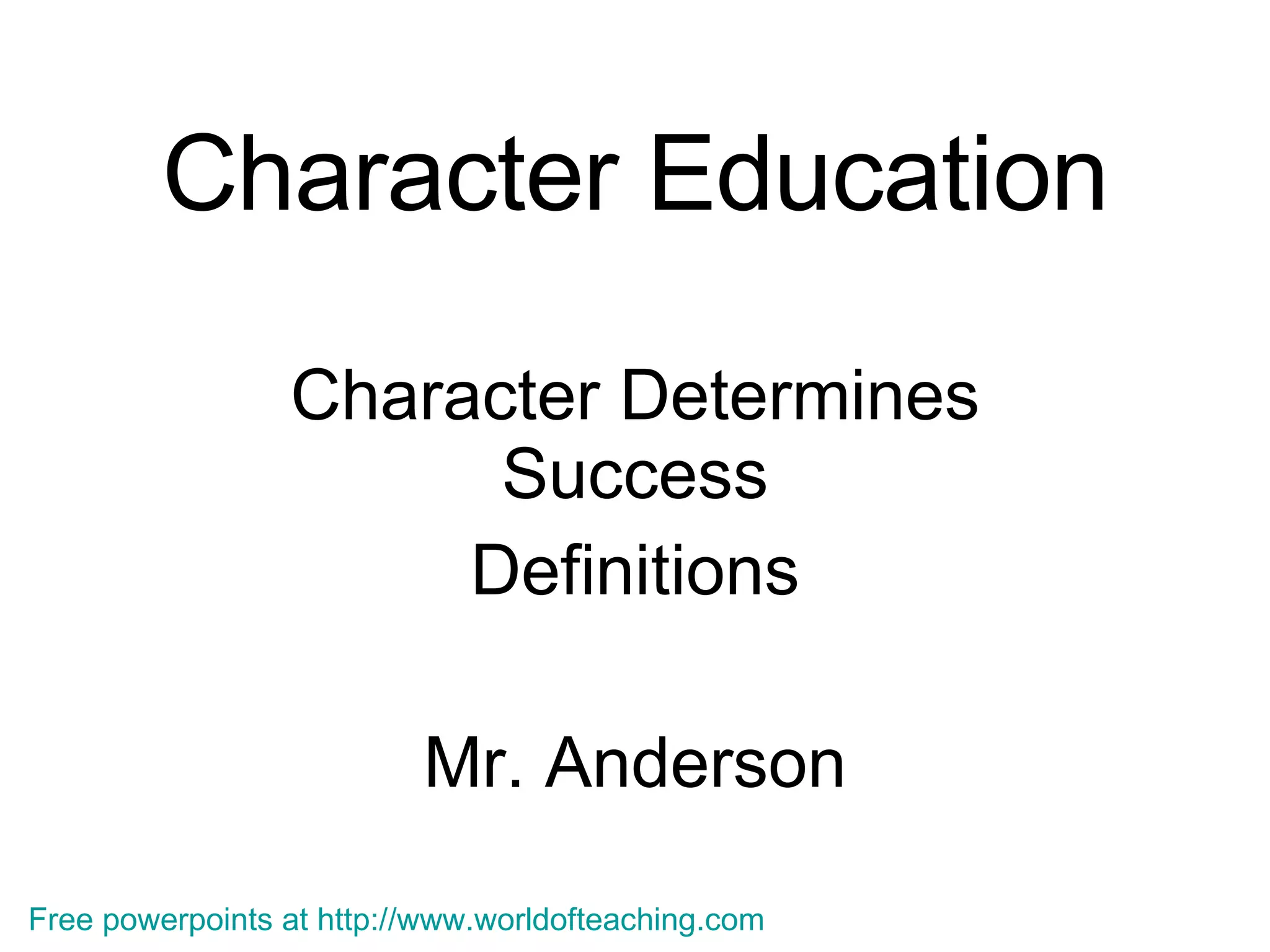 Character Education Definitions | PPT