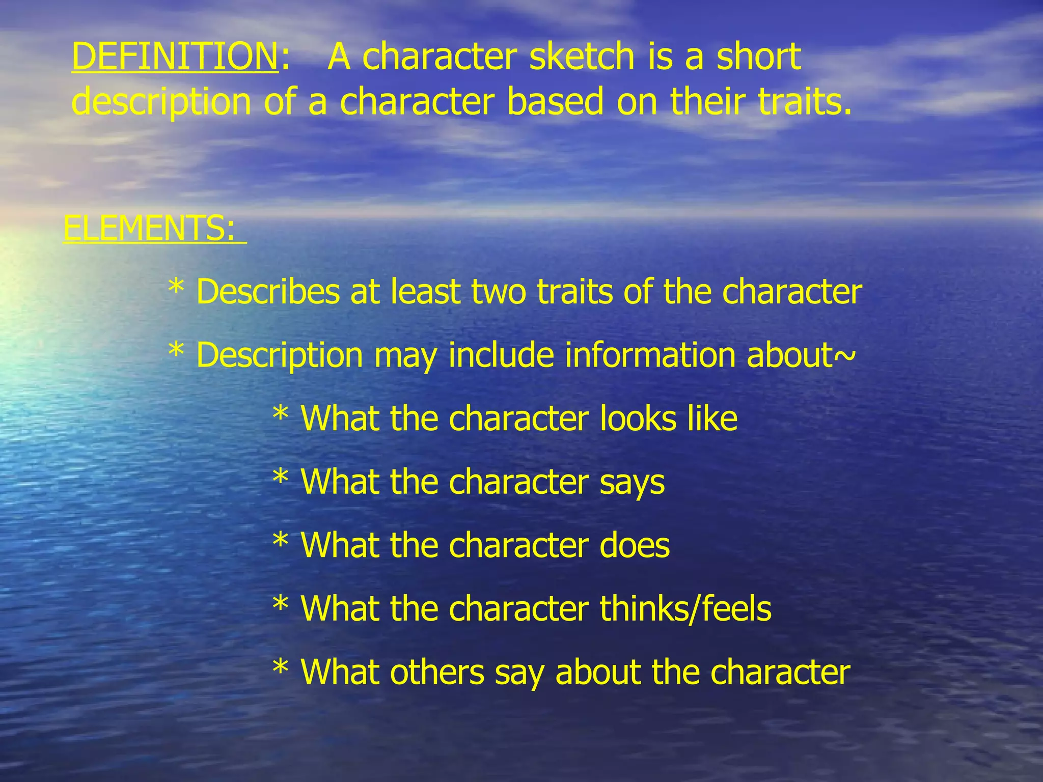 Character Sketch | PPT