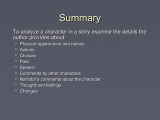 Character analysis | PPT