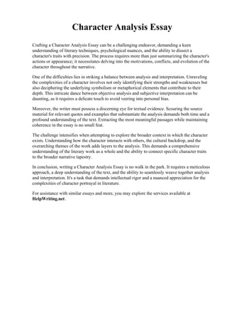Character Analysis Essay | PDF