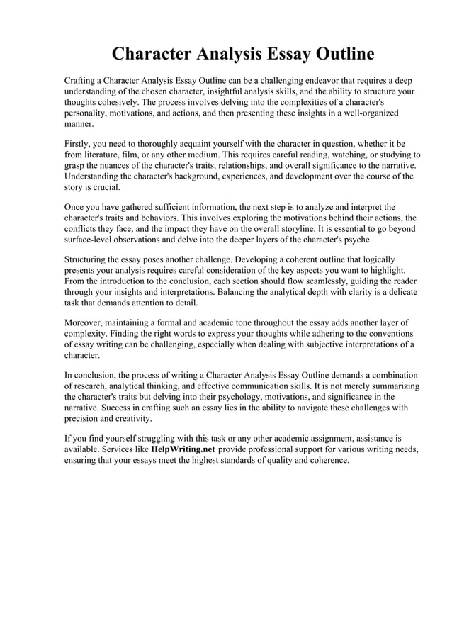 Character Analysis Essay Outline | PDF