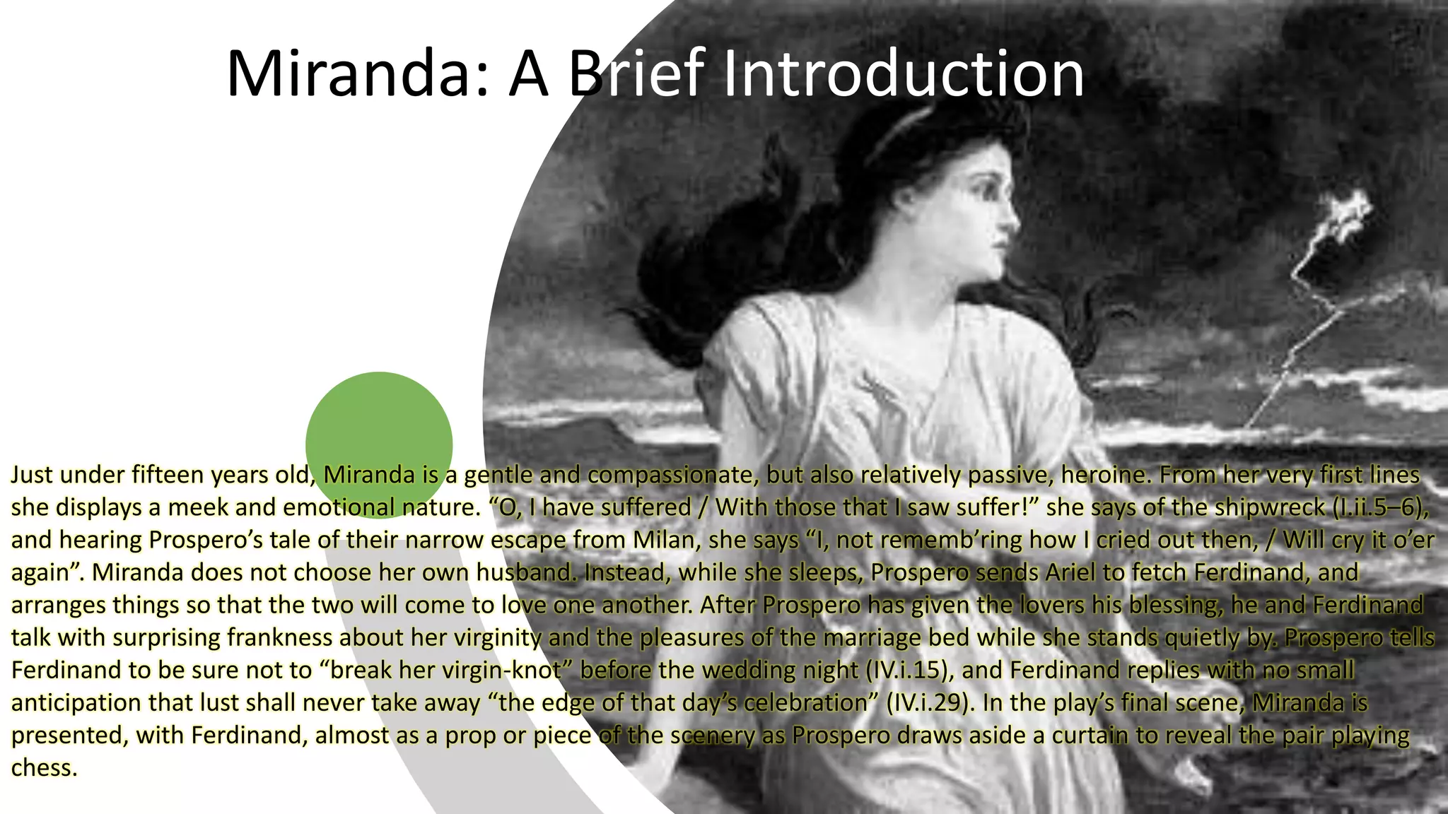 Character analysis of miranda | PPT