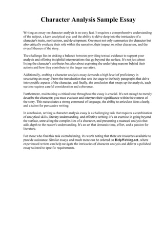 Character Analysis Sample Essay.pdf | Screenwriting | Content Production