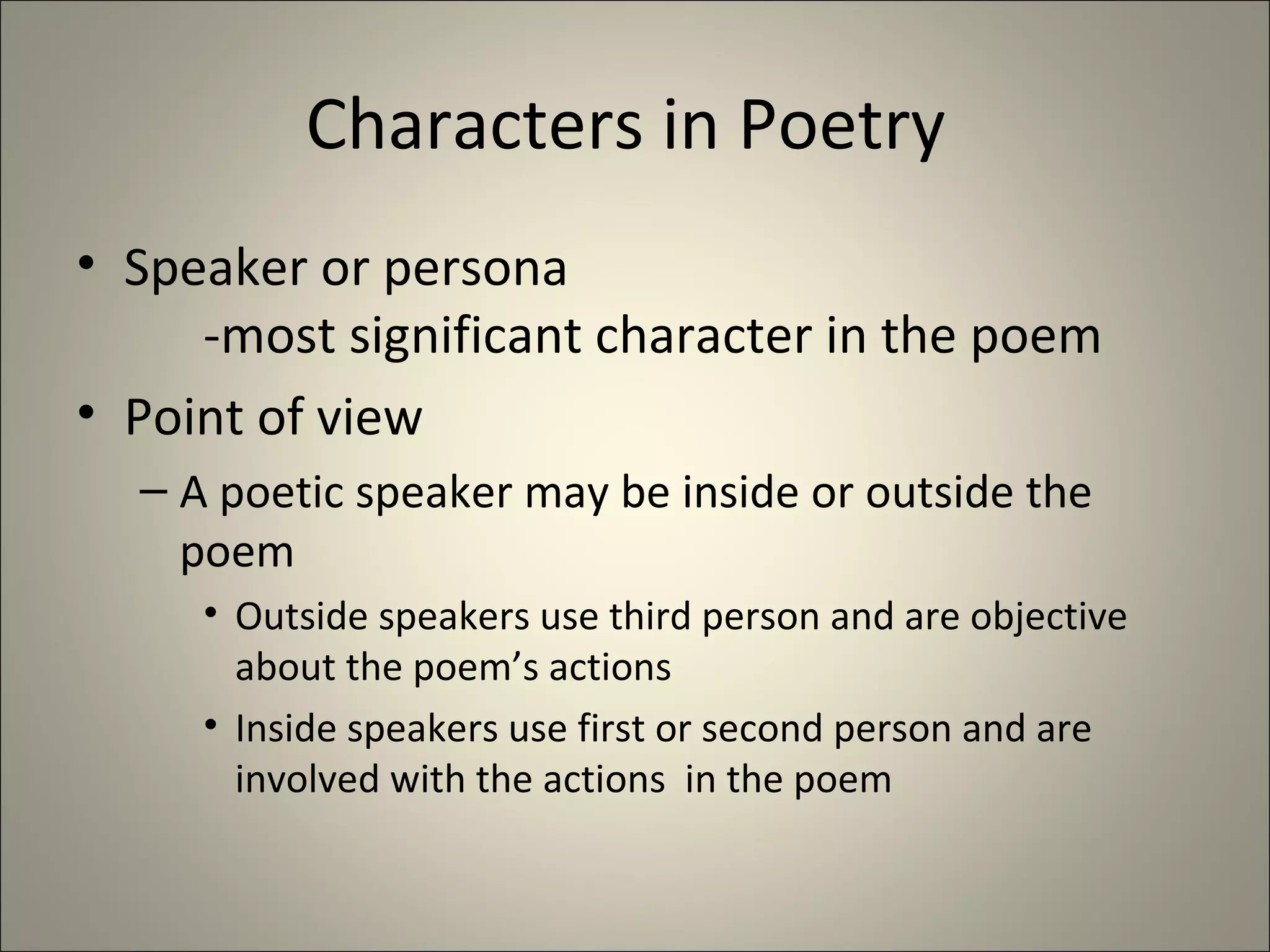Character and setting poetry | PPT