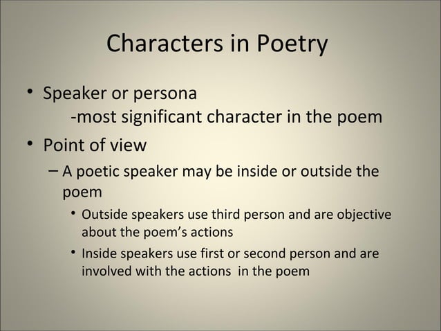 Character and setting poetry | PPT