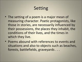 Character and setting poetry | PPT