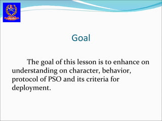 Character, behavior and protocol of pso final copy | PPT