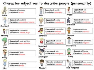 Character Description English Adjectives | PPT