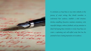 Anya Raza – Character Development: Creating Multidimensional Roles in ...