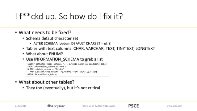 Character Encoding - MySQL DevRoom - FOSDEM 2015 | PPT