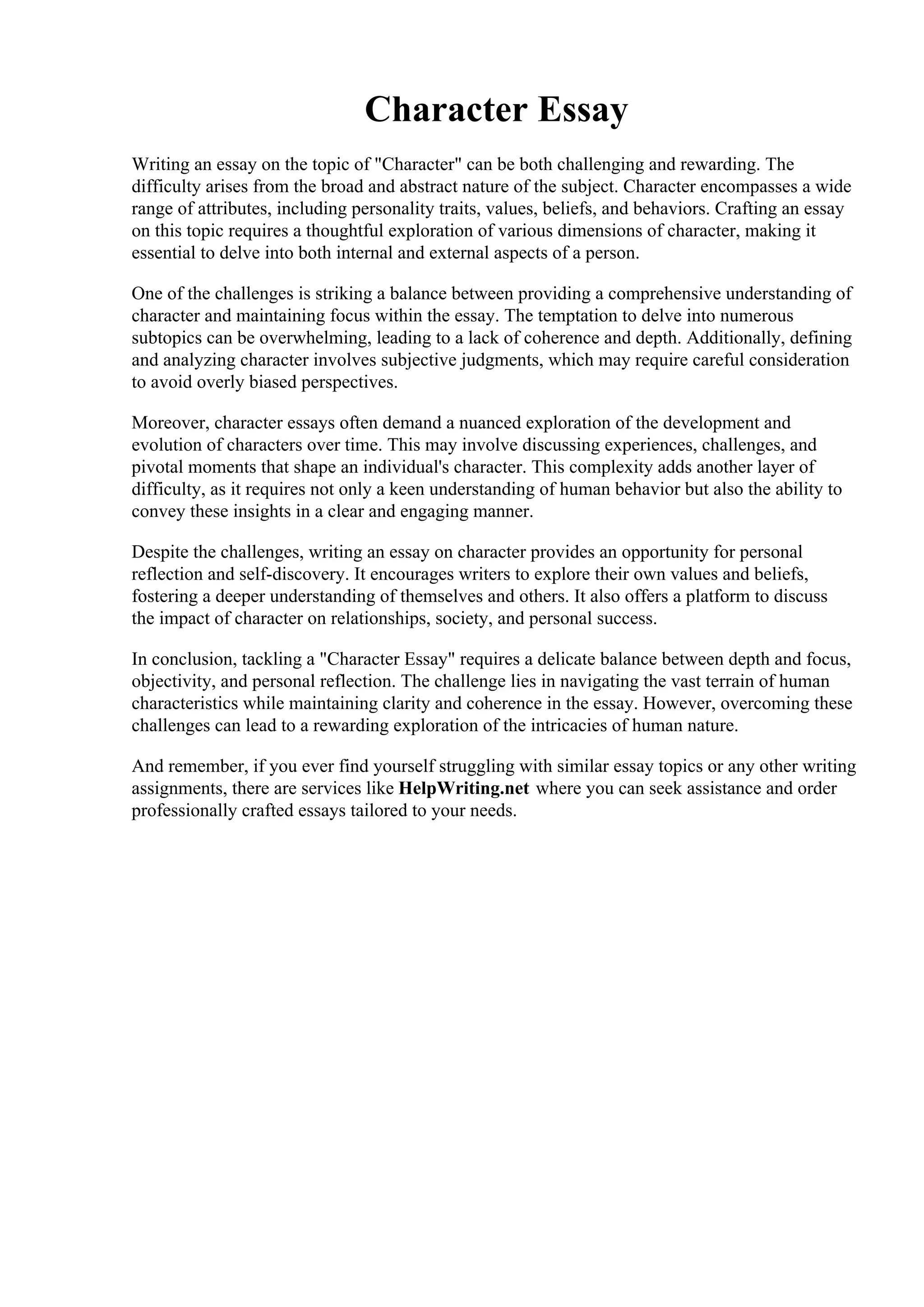 Character Essay | PDF