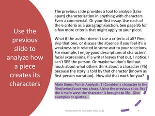 Introduction to Character Development | PPTX