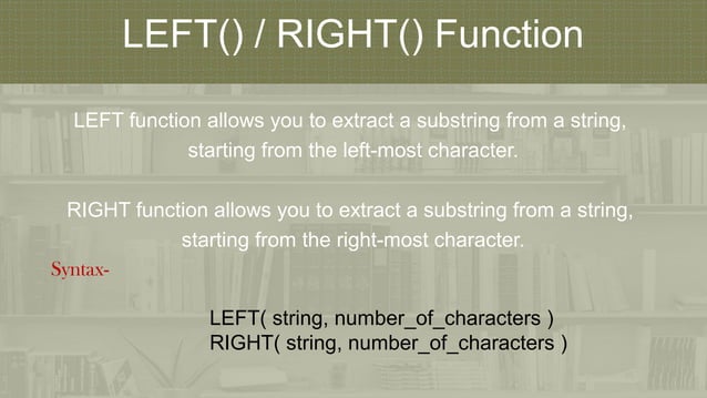 Character function in MySQL | Oracle | PPT