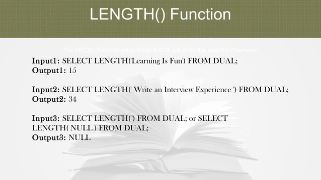 Character function in MySQL | Oracle | PPT