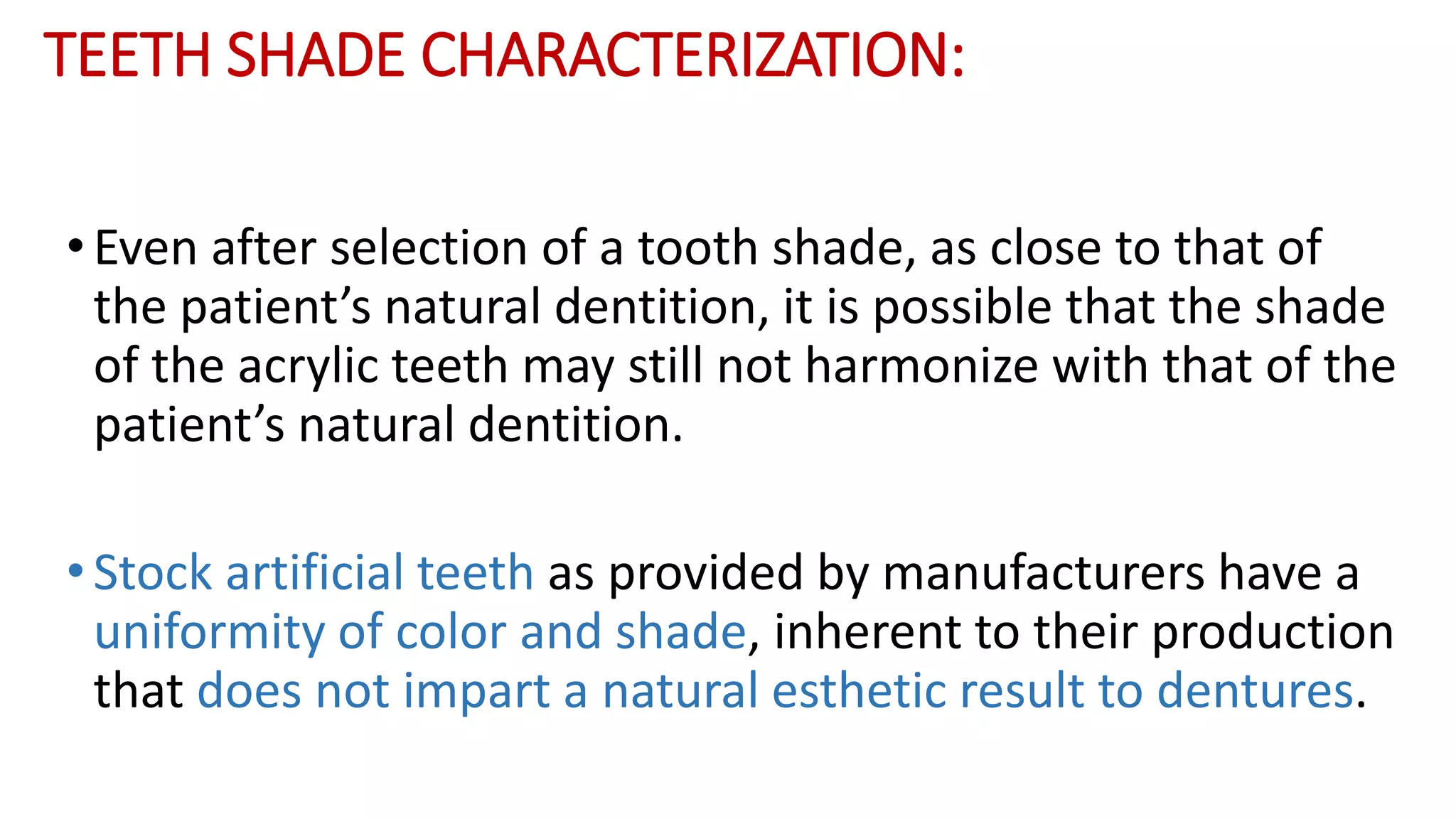 Characterization in complete dentures | PPTX