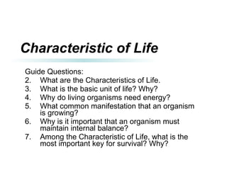 Characteristic of life | PPT