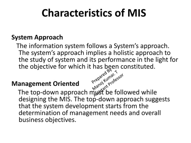 Characteristic of management information system | PPTX