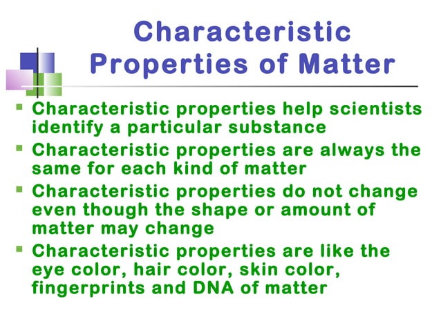 Characteristic+properties+of+matter | PPT | Chemistry | Science