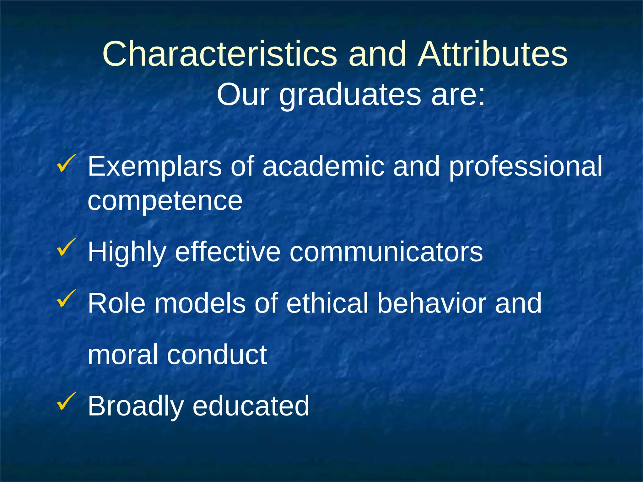 Characteristics of a Fisher Graduate | PPT