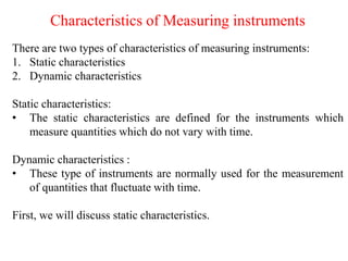 Characteristics of Measuring instruments | PPTX