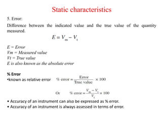 Characteristics of Measuring instruments | PPTX
