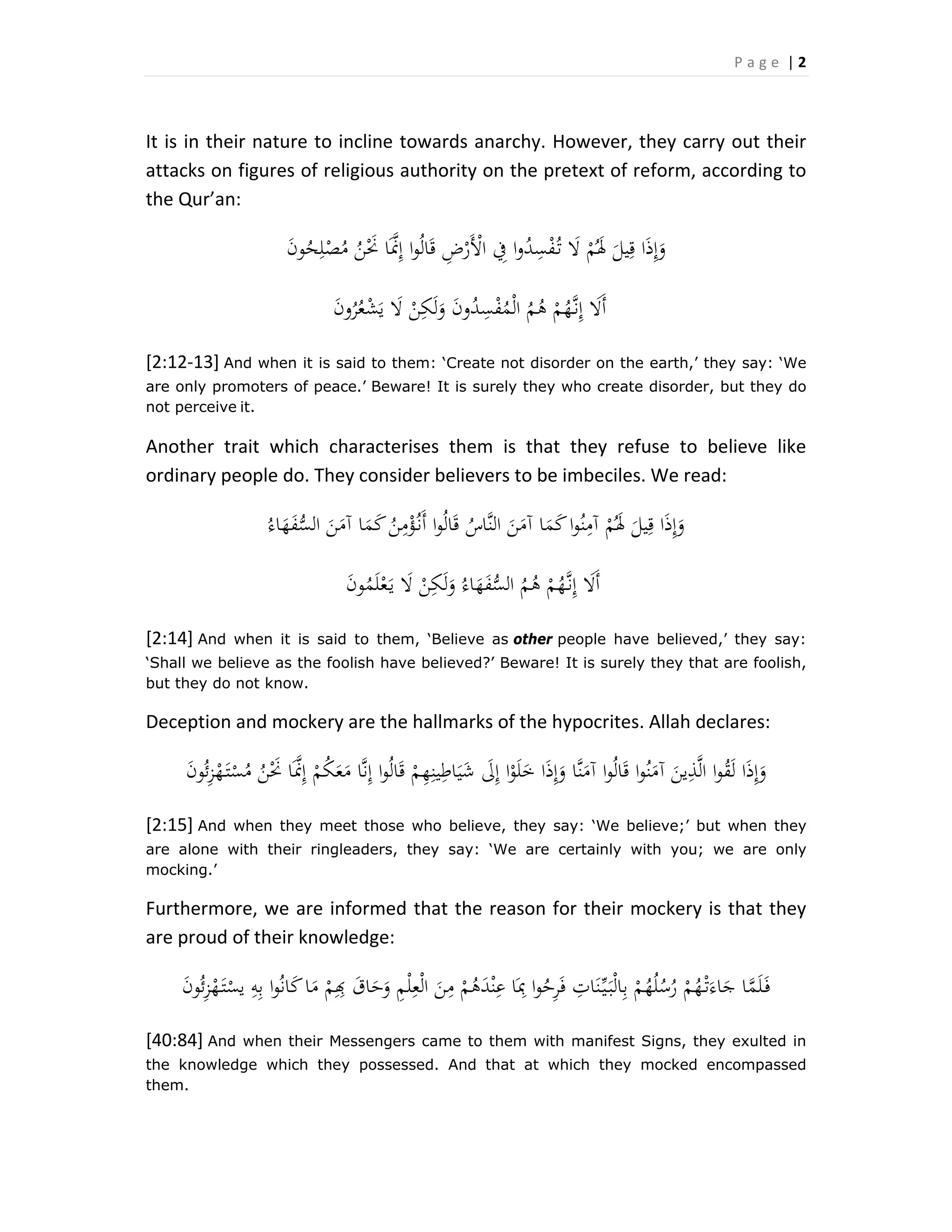 Characteristics of The Hypocrites | PDF