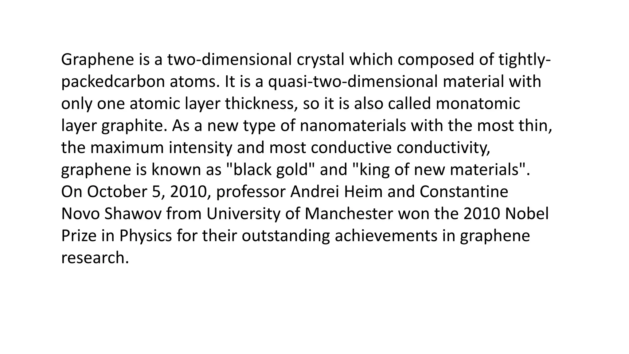 Characteristics and applications of graphene | PPT