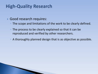 Characteristics and criteria of good research | PPTX