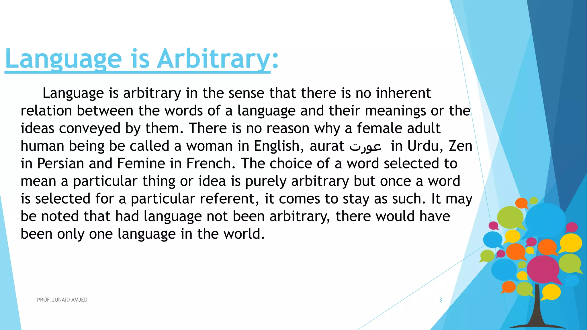Characteristics and features of Language | PDF