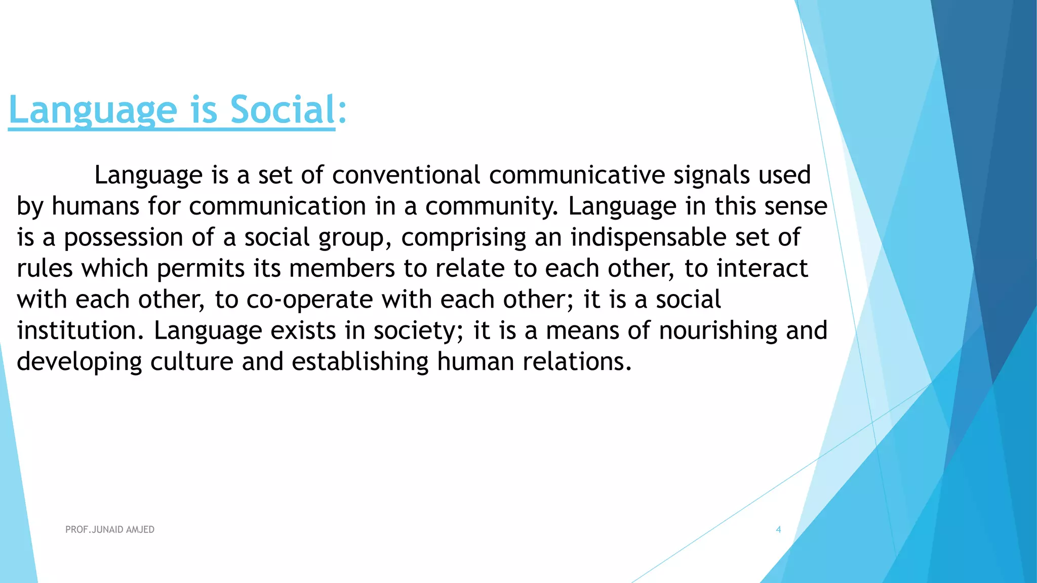 Characteristics and features of Language | PDF