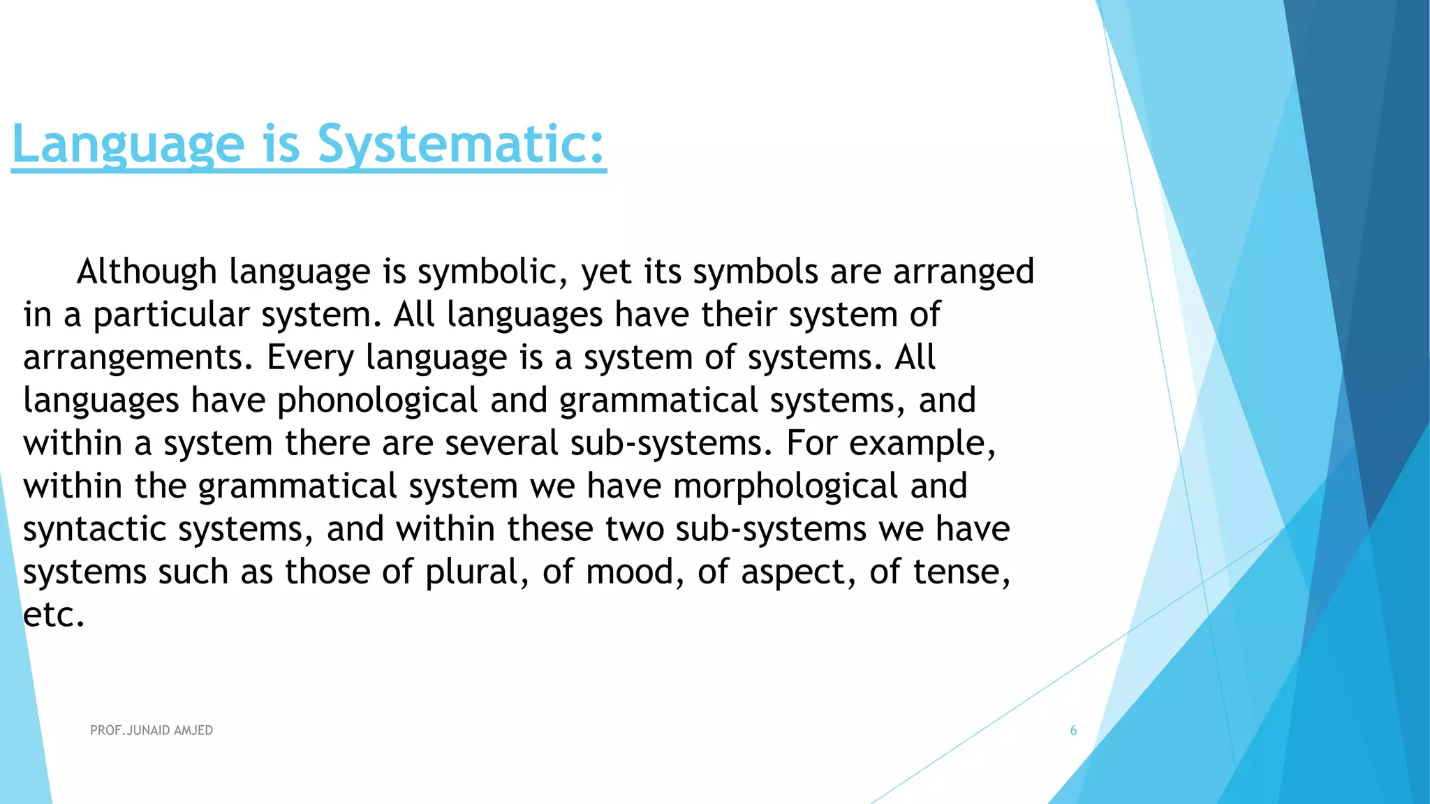 Characteristics and features of Language | PDF
