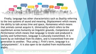 Characteristics and features of Language | PDF