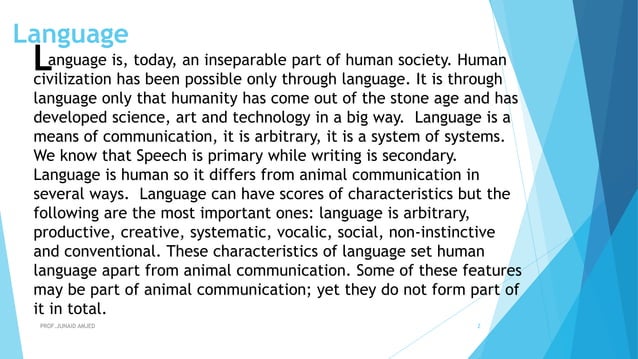 Characteristics and features of Language | PDF