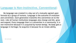 Characteristics and features of Language | PDF