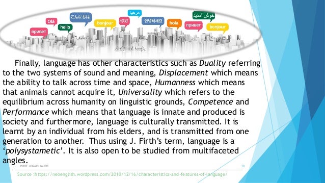 Characteristics and features of Language