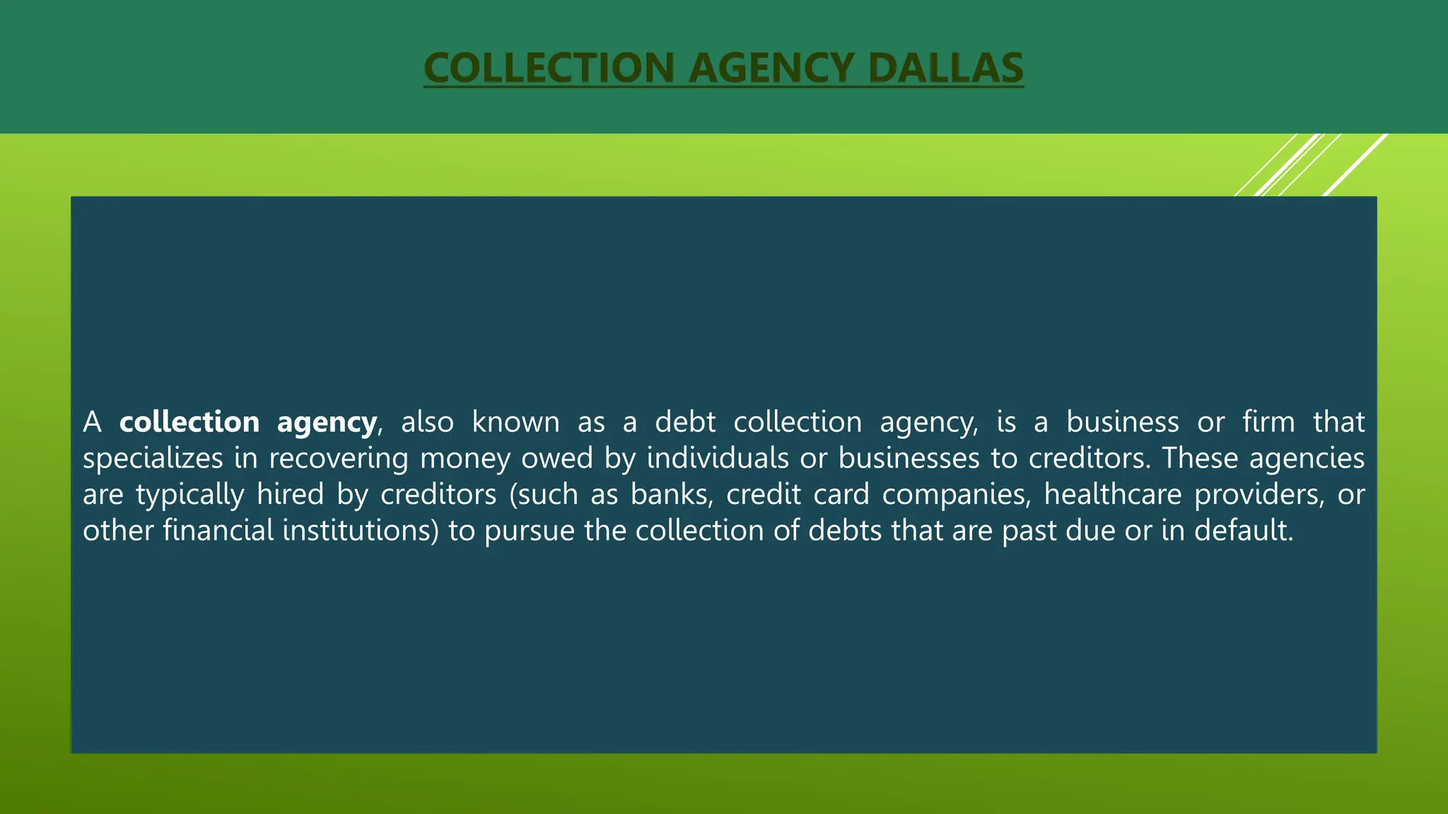 Characteristics and Functions of a Debt Collection Agency | PPTX