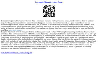 Creative Person Characteristics