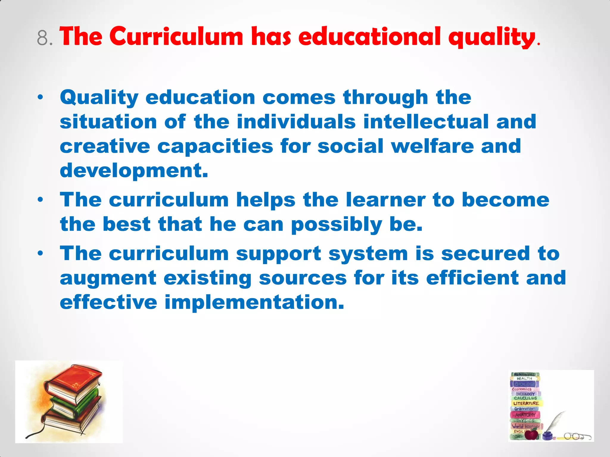 Characteristics of a good curriculum | PDF
