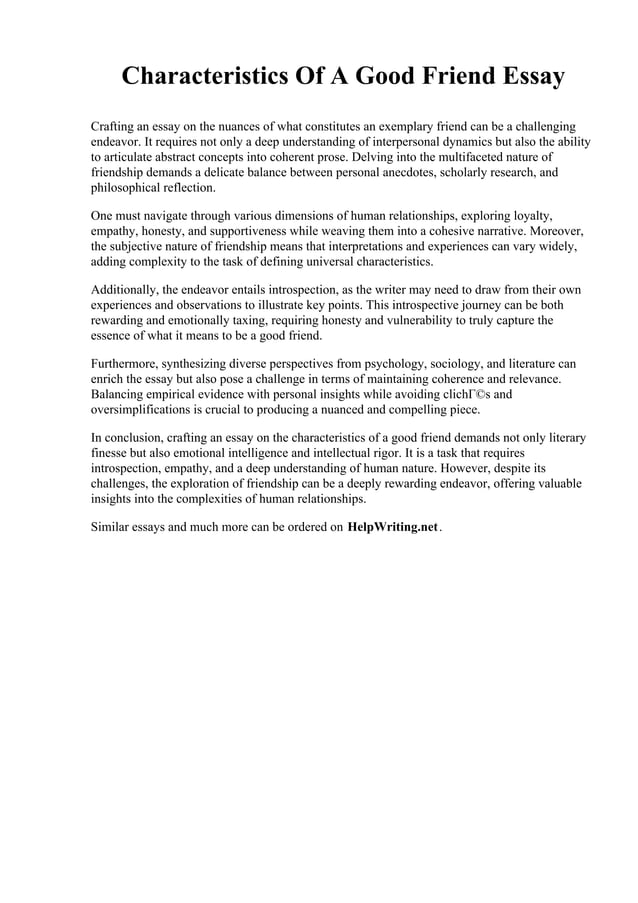 Characteristics Of A Good Friend Essay.pdf