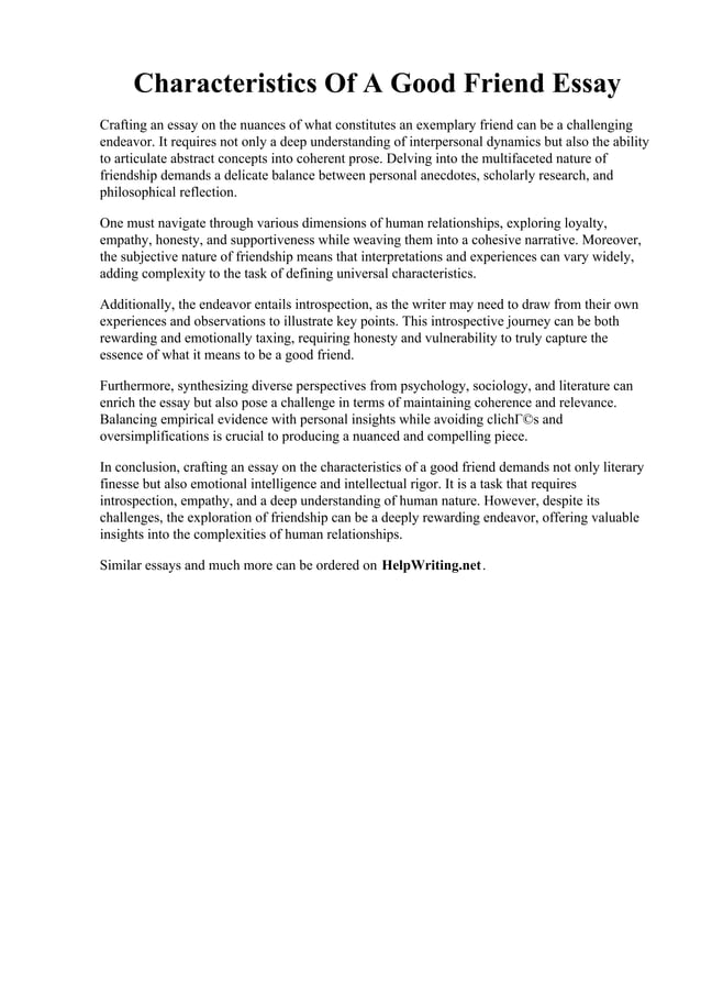 Characteristics Of A Good Friend Essay.pdf