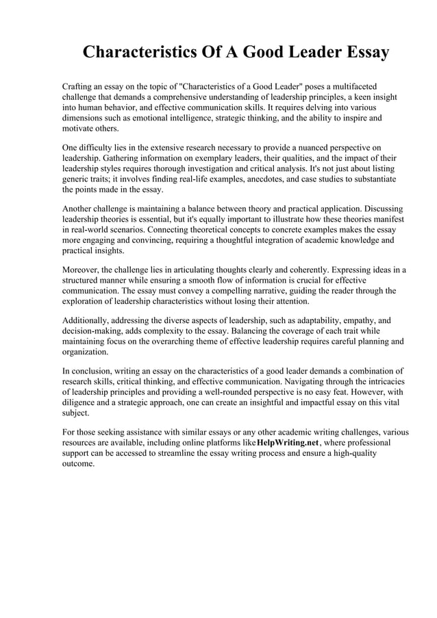 Characteristics Of A Good Leader Essay.pdf