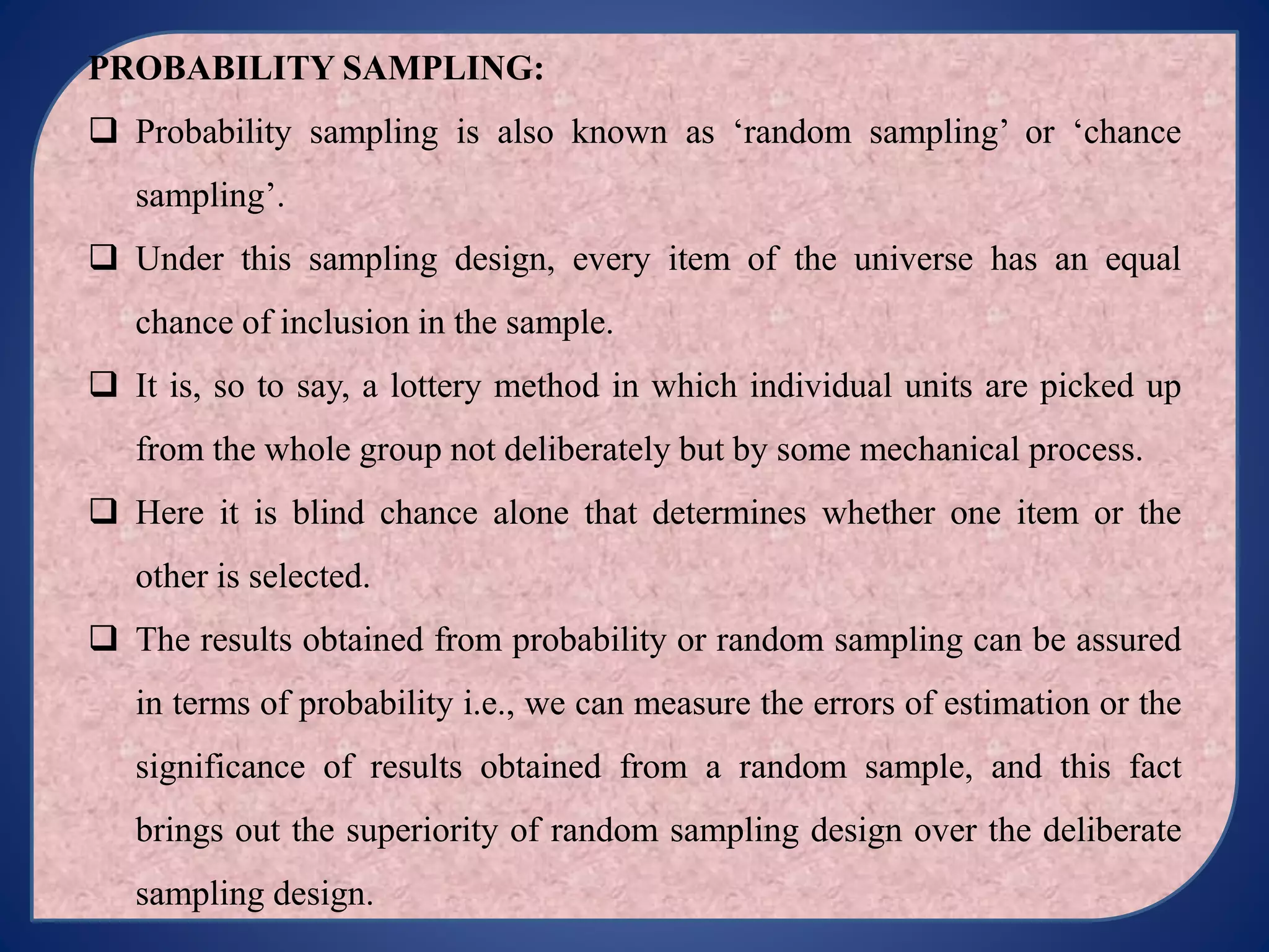 Characteristics of a good sample design & types of sample design | PPTX