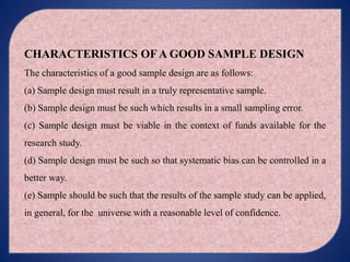 Characteristics of a good sample design & types of sample design | PPTX